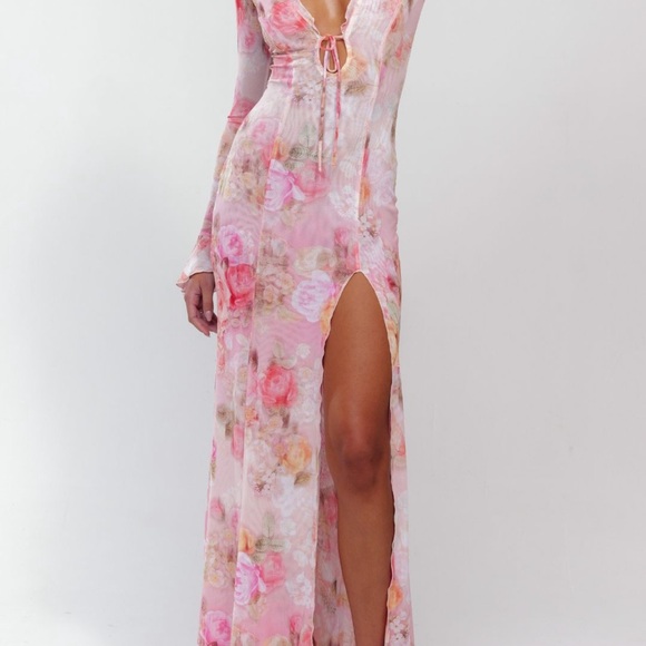 RESA | Dresses | Iso Resa Pink Floral Maxi Dress With Slit | Poshmark